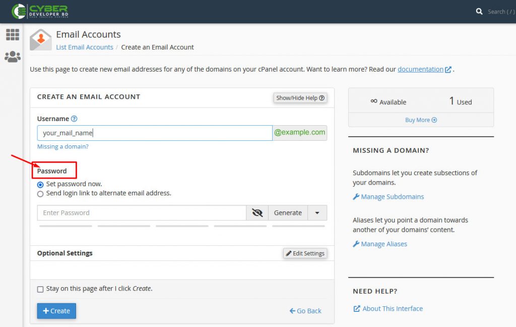 How to Create Email Accounts from cPanel? - Cyber Developer BD Support Portal