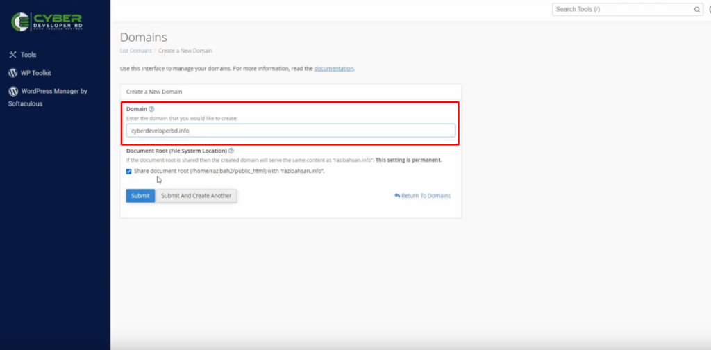 How to add a new Addon Domain in cPanel? - Cyber Developer BD Support Portal